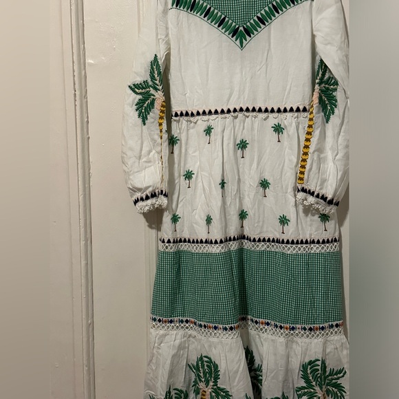 FARM Rio | Dresses | Farm Rio Palm Tree Embroidered Dress Offwhite ...